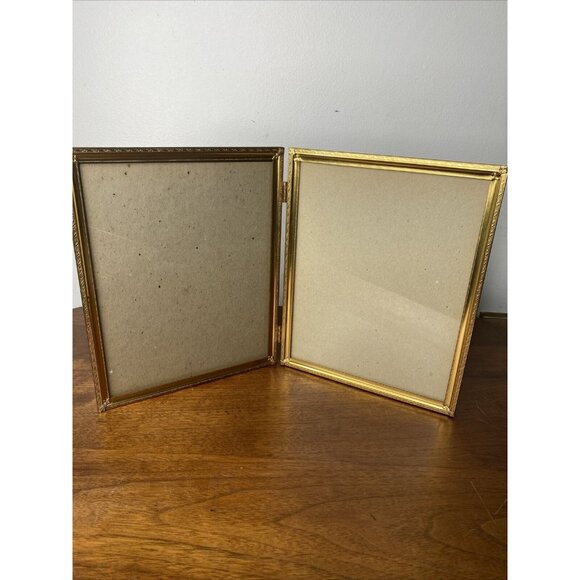 Unbranded | Accents | Vintage Mcm Gold Picture Frame Hinged Bi Fold ...